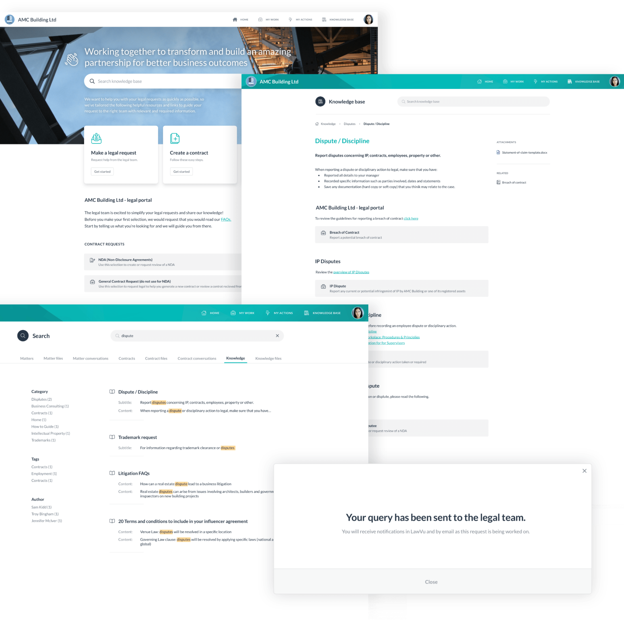 LawVu legal workspace for in-house legal teams