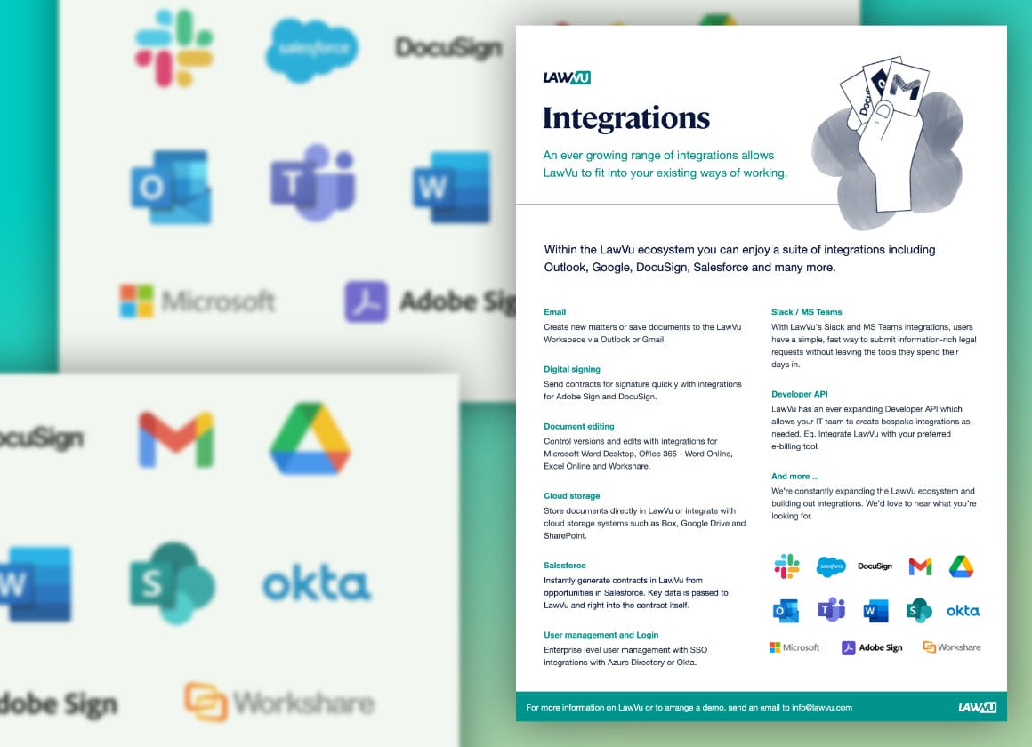 Software Integrations - Legal Workspace Platform | LawVu